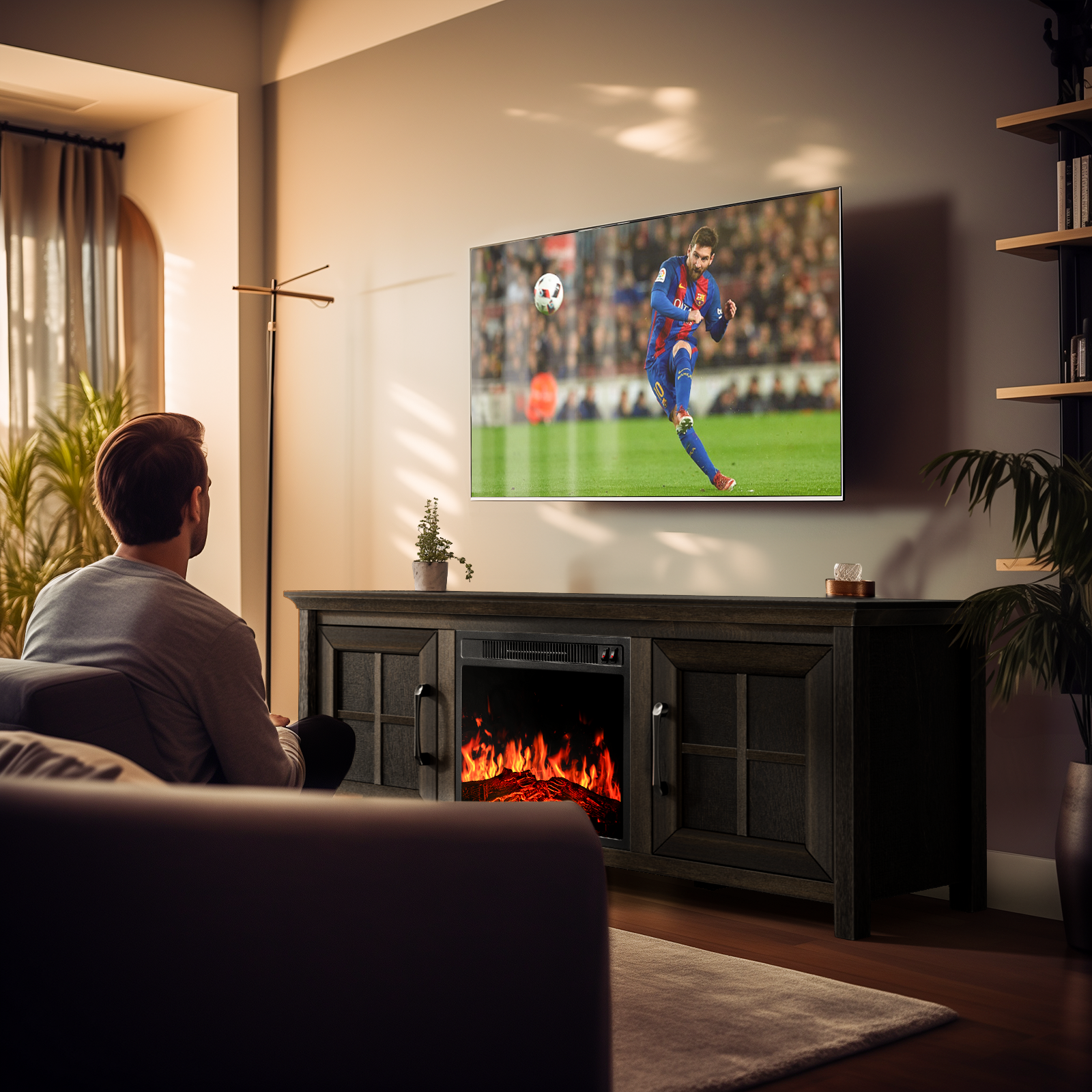 Fireplace TV Stand for 70 inch TV Fireplace Entertainment Center with ...