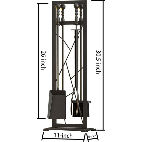 Fireplace Tools, 5 Pieces Fireside Accessories Fire Kit Set, Stand ...