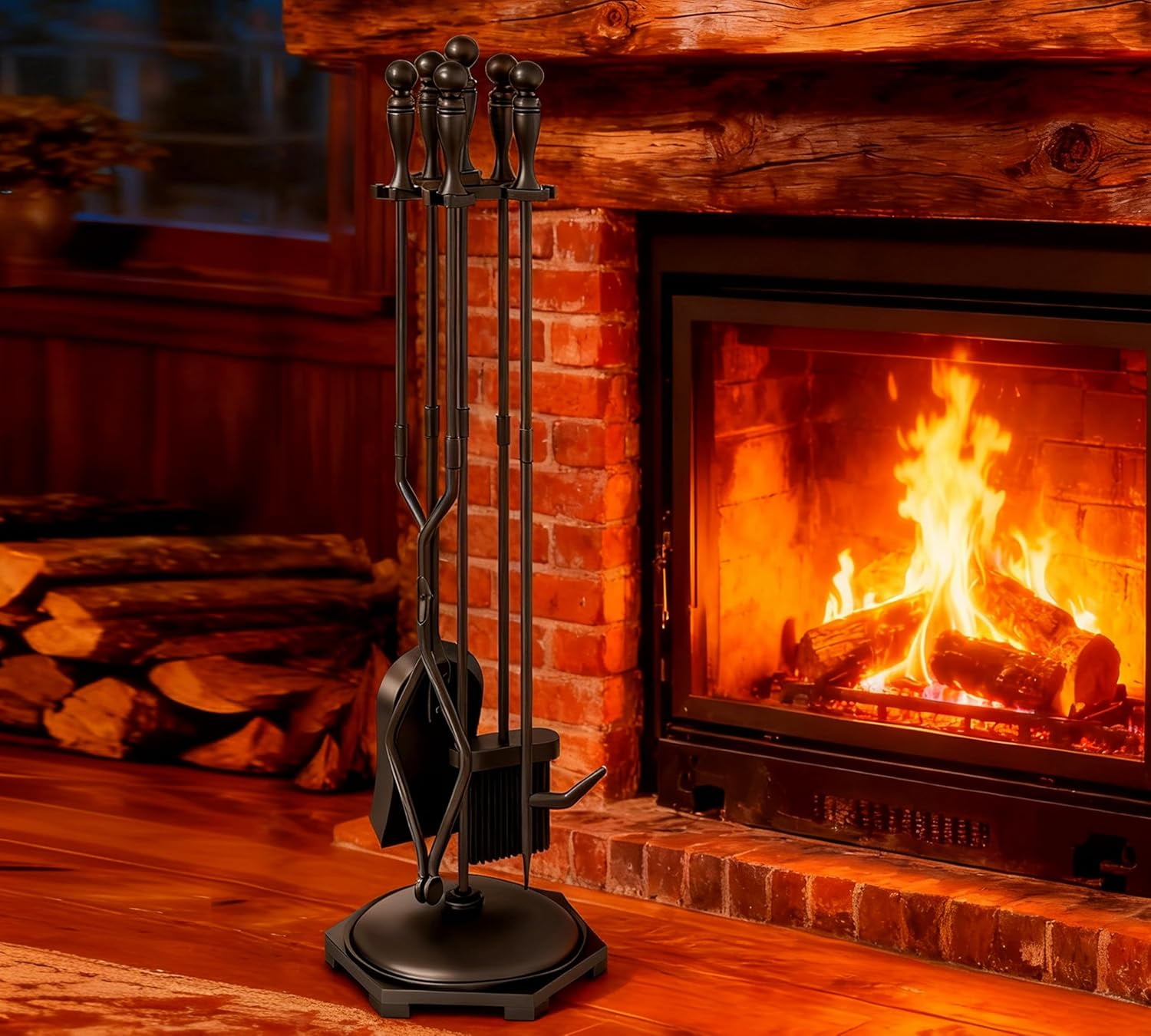 Fireplace Tools Set 5 Pieces Wrought Iron Fire Tool Set for Outdoor ...