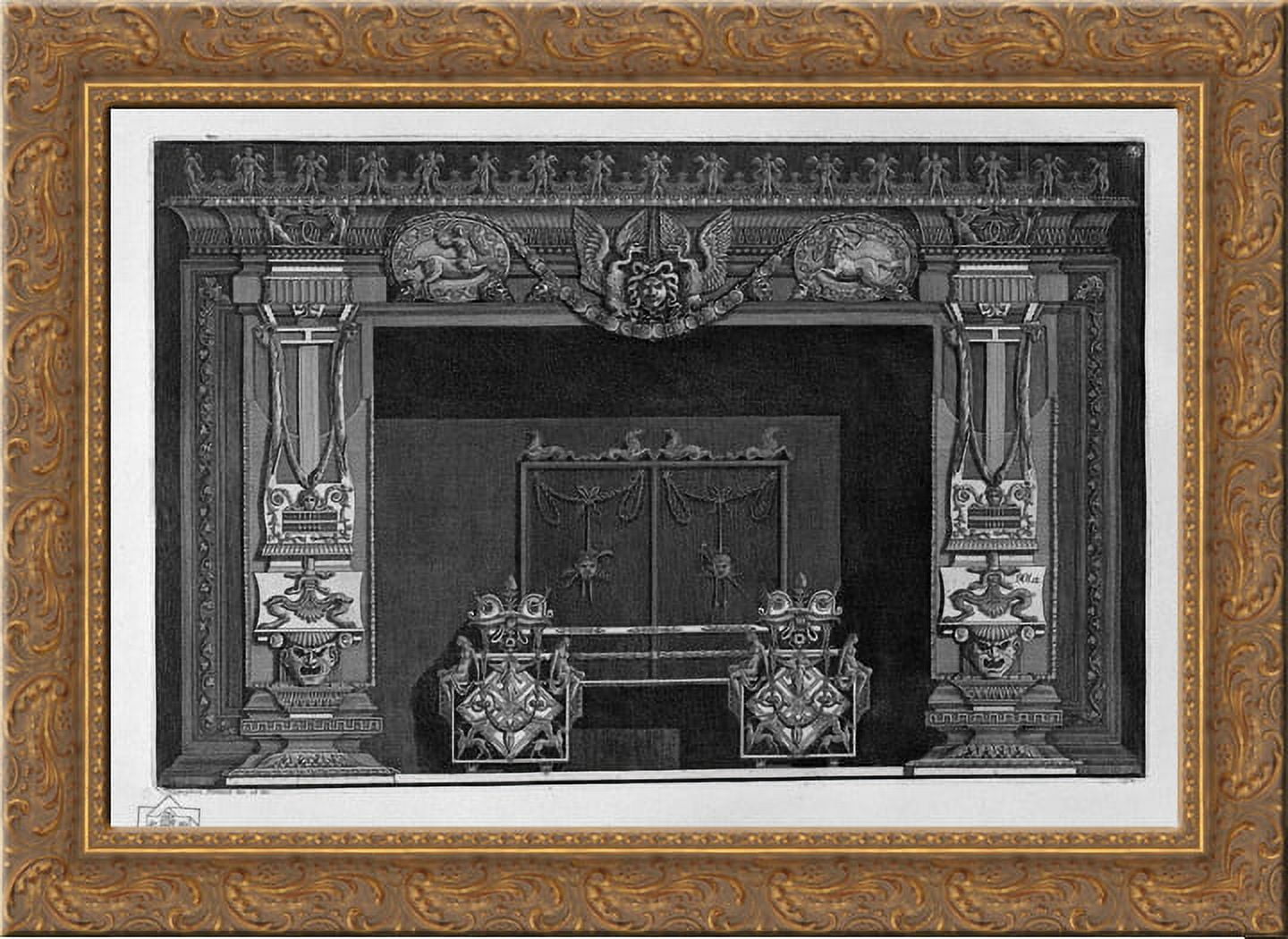 Fireplace: in the frieze of a Medusa`s head between two swans, flanked ...