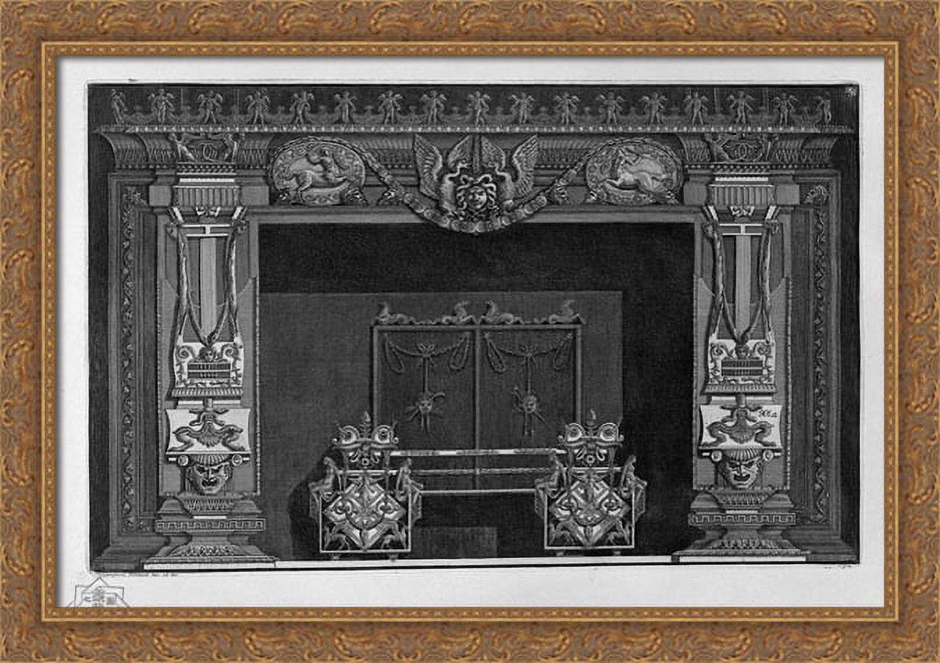 Fireplace: in the frieze of a Medusa`s head between two swans, flanked ...