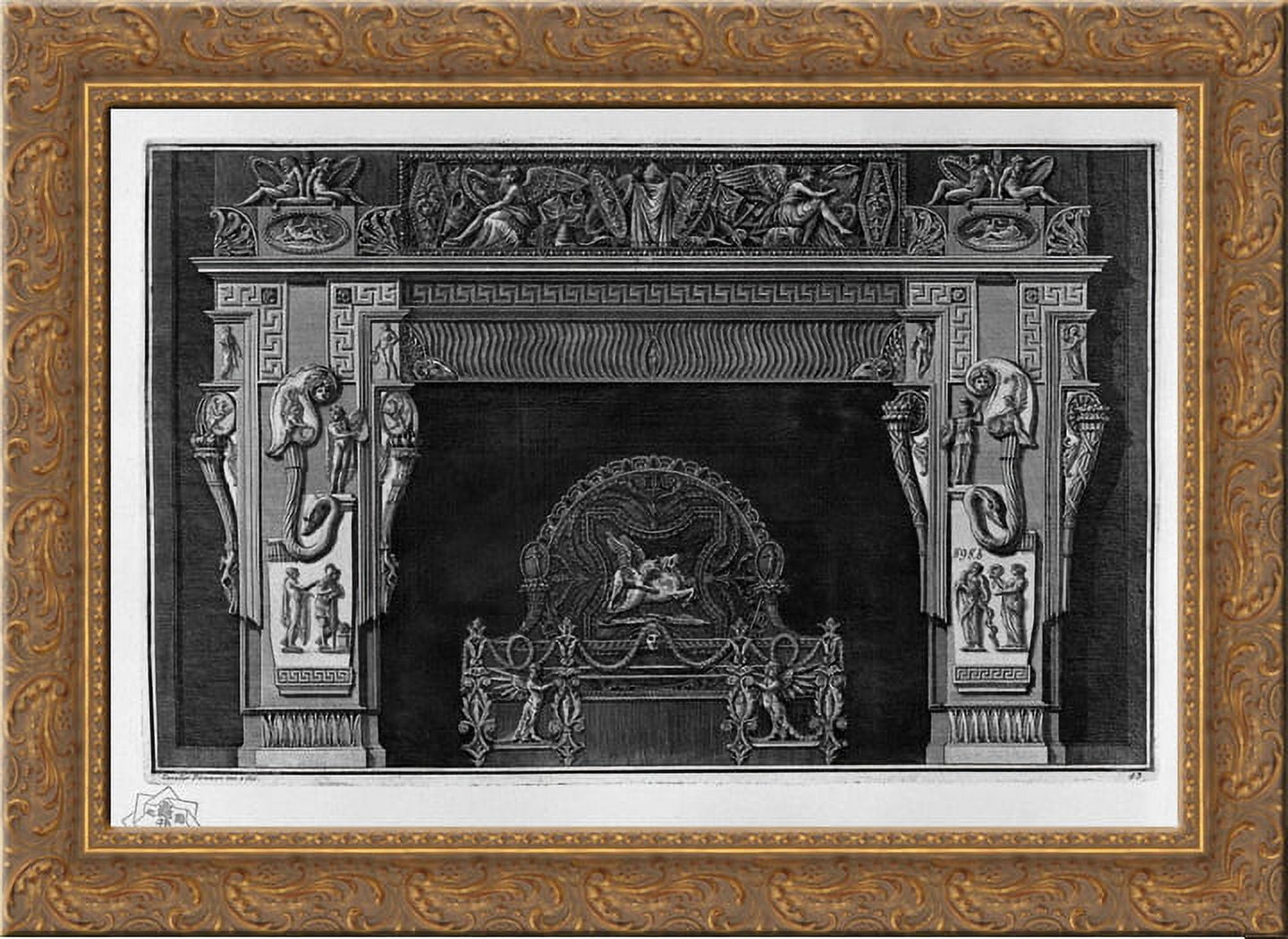 Fireplace: frieze with ribbing and scrapers, and a Greek, a rich ...