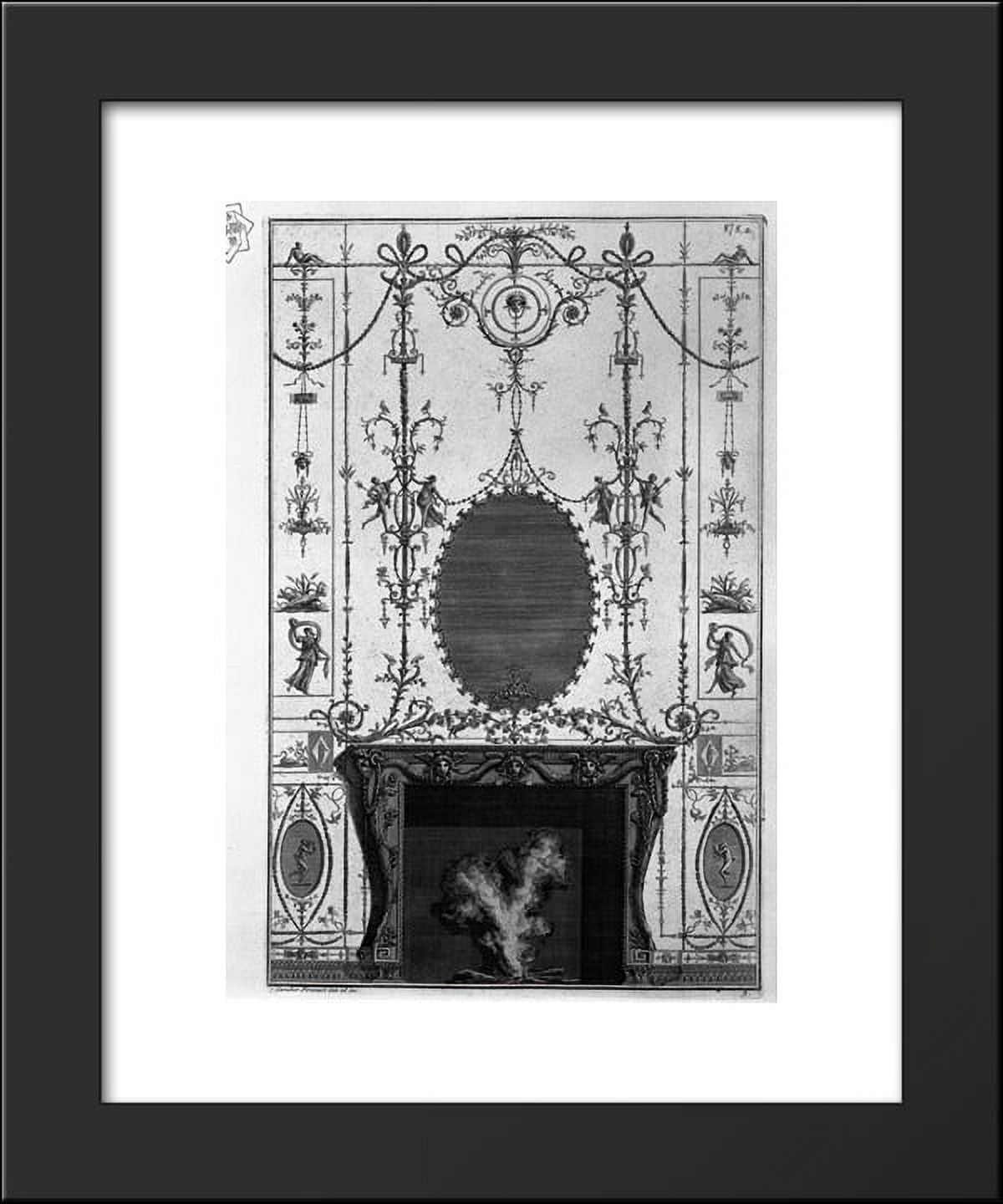Fireplace: in the frieze of Medusa heads 3 horns of plenty joined by ...