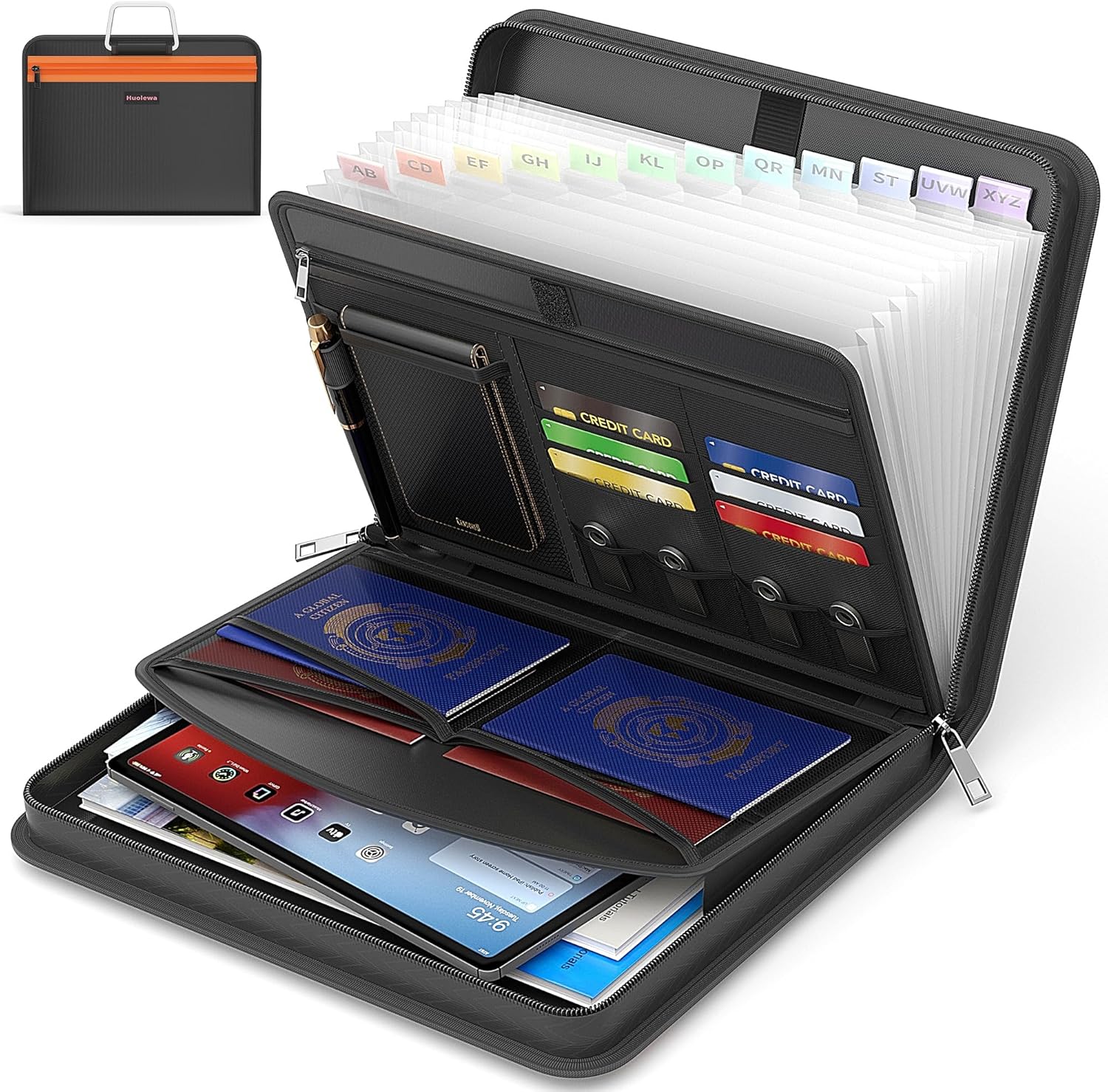 Fireproof Accordion File Organizer with 13 Pocket, Document Organizer ...