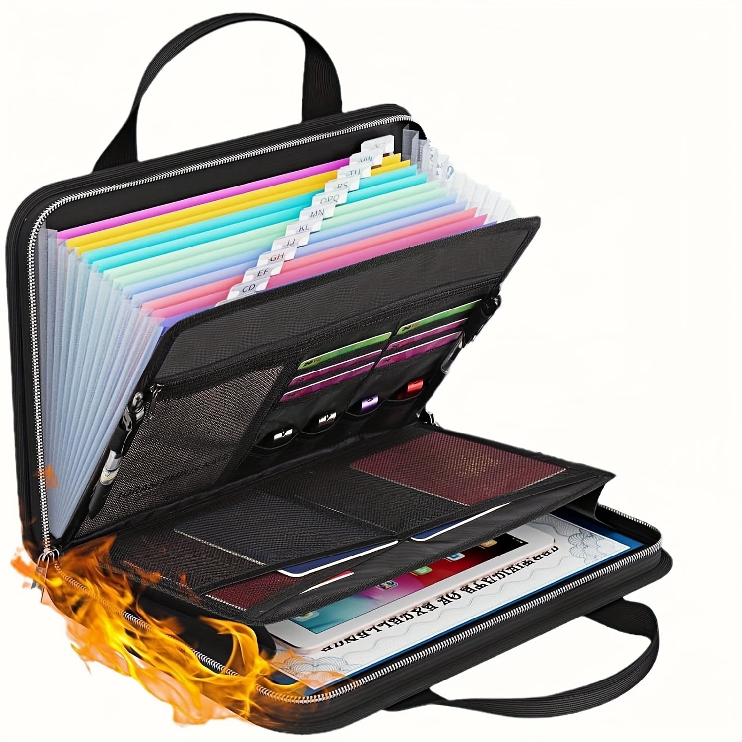 Fireproof Accordion File Organizer, 13 Pockets Expanding File Folder ...