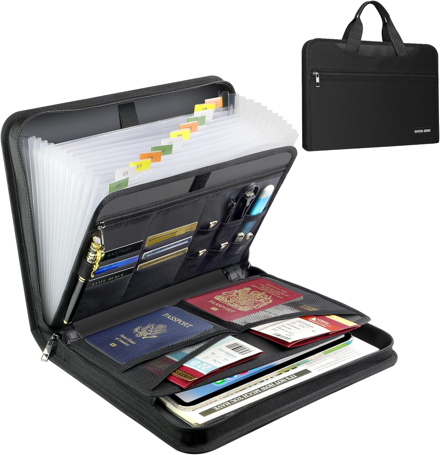 Fireproof Accordion File Organizer with 13 Pockets, Zipper, Labels ...