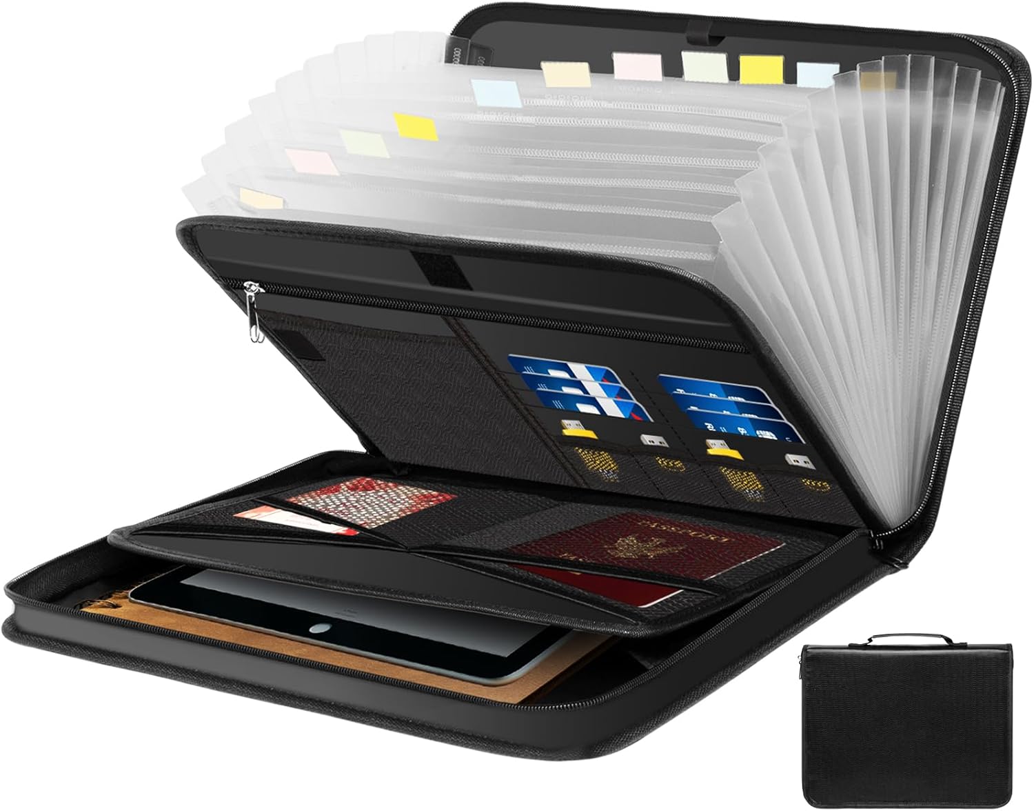 Fireproof Accordion File Organizer with Handle, 13 Pockets Expanding ...