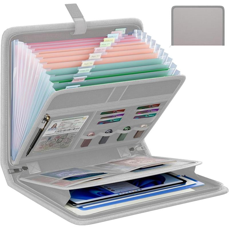 Fireproof Accordion File Organizer, Portable Expanding File Folder with ...