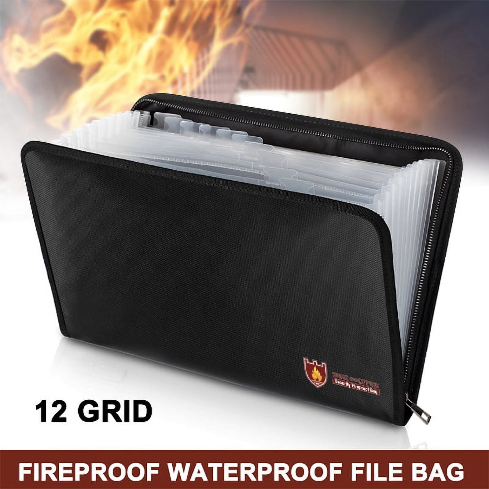 Fireproof Document Bag 12 Pockets Waterproof Fire Resistant Safe ...