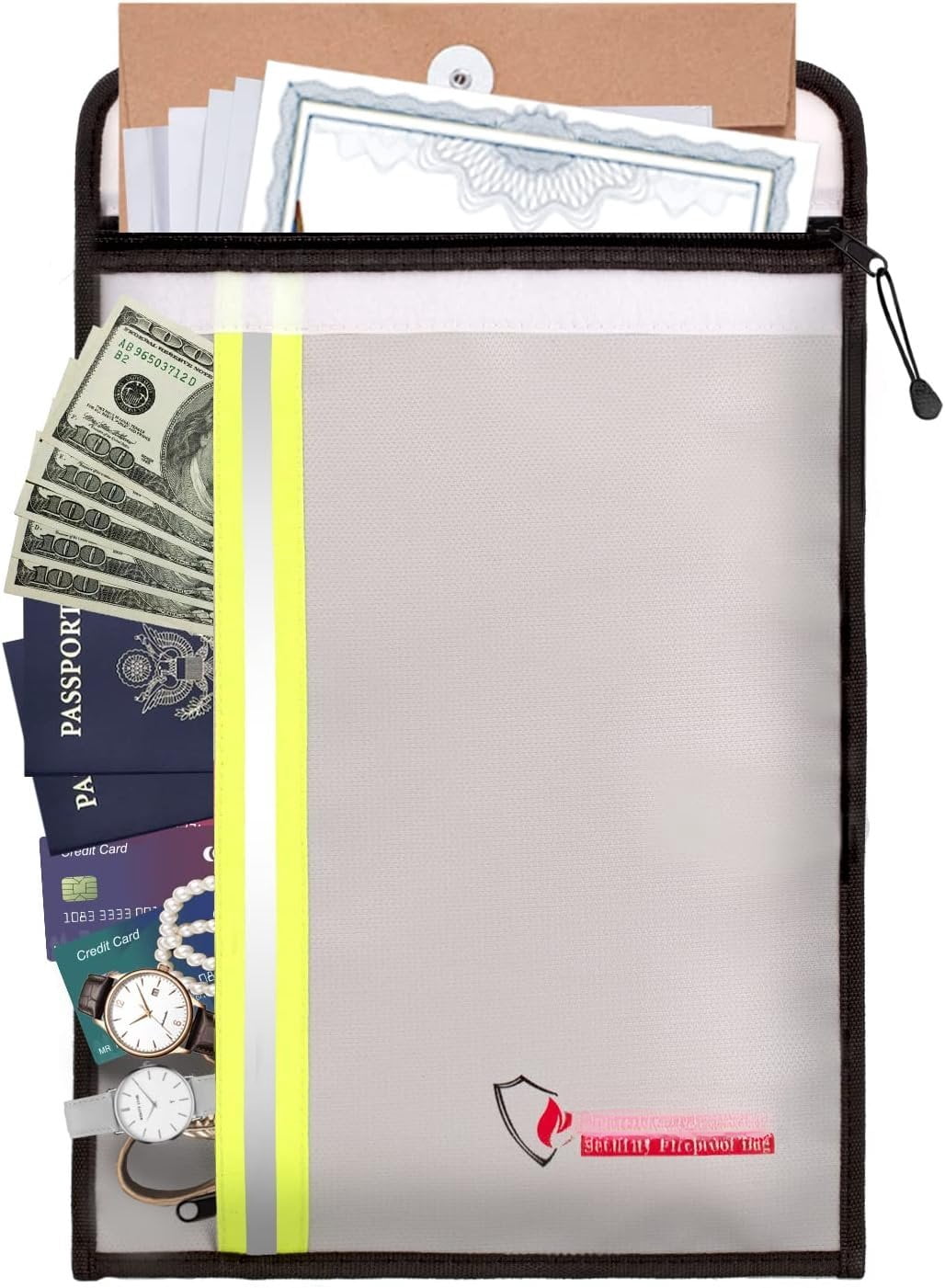 Fireproof Document Bag (15 x 11 inch) with 2 Pockets, Fire Safe ...