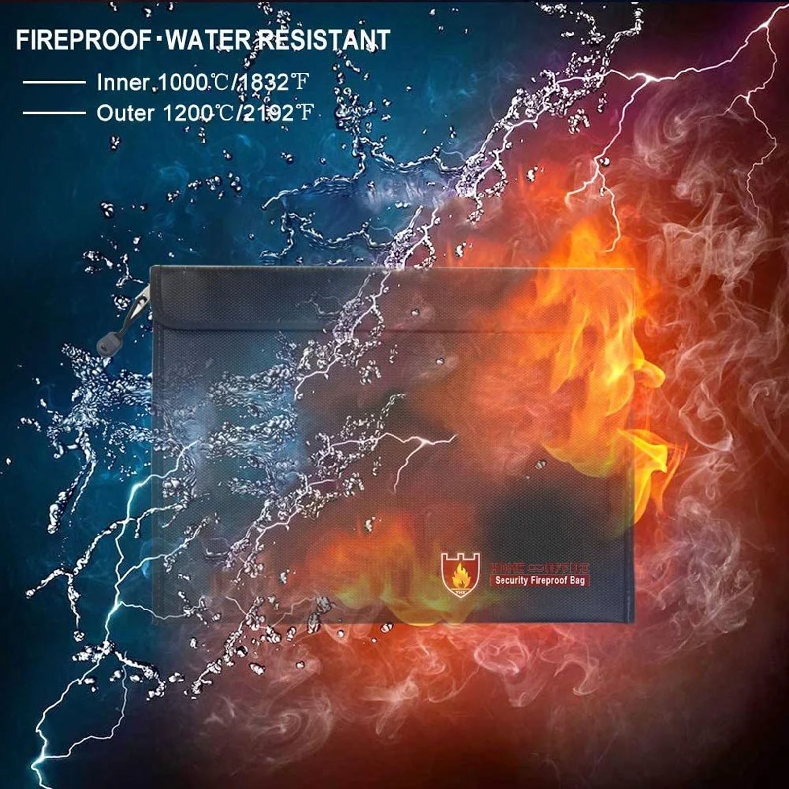 Fireproof Document Bag, Water-Resistant Fireproof Safe Storage Pouch ...