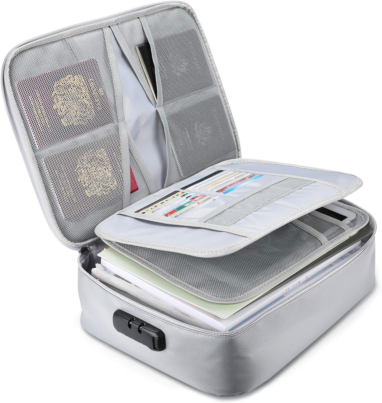 Fireproof Document Bags, 15"X11"X4" Ipx4 Waterproof File Organizer ...