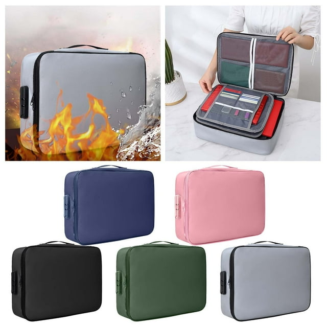 Fireproof Document Box/Bag Hard Case Fireproof File Organizer With Lock ...