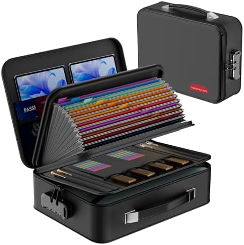 Fireproof Document Box With Combination Lock,Hard Case File Organizer ...
