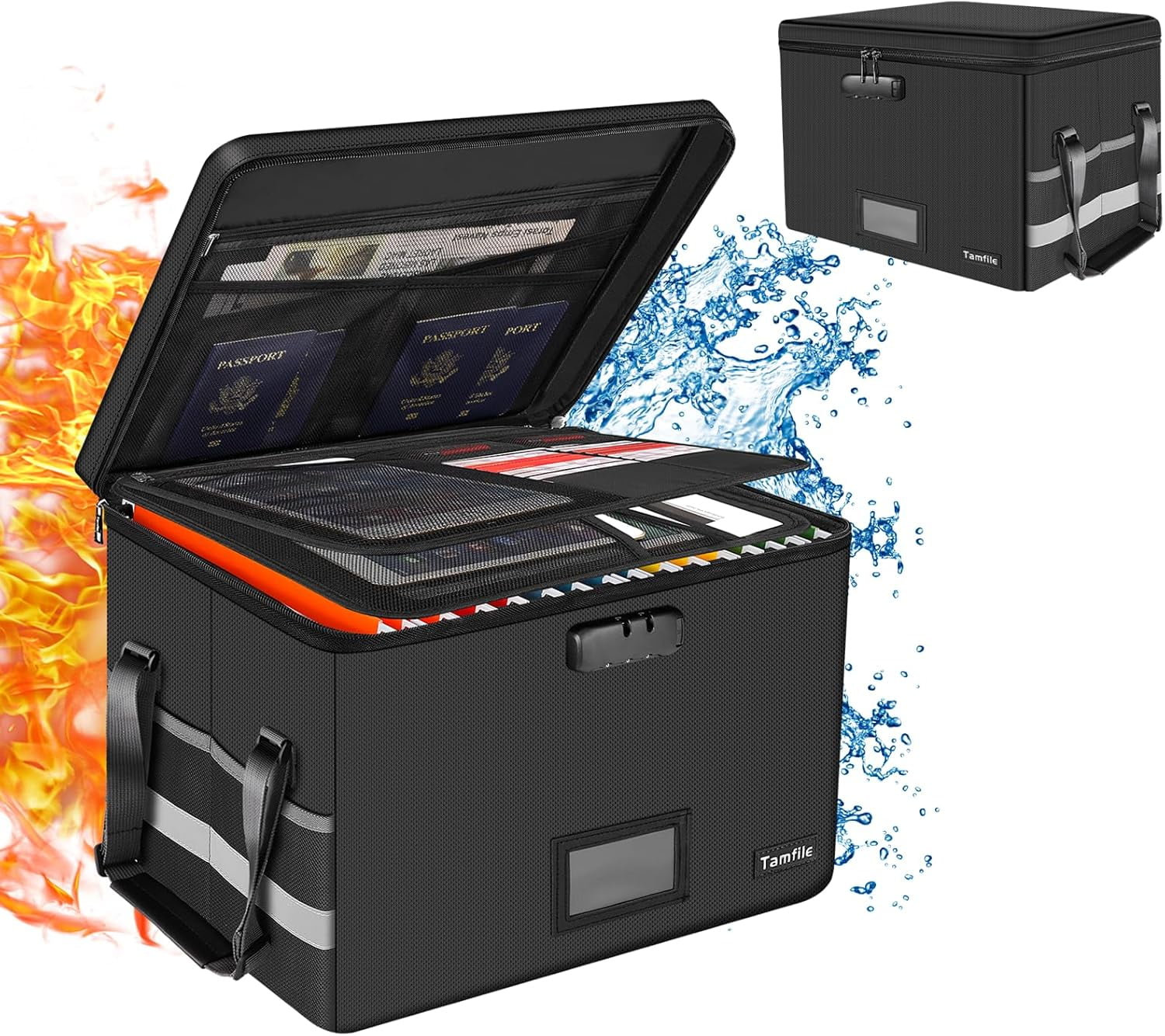 Fireproof Document Box, File Box with Lock, Ease of Assembly, Water ...