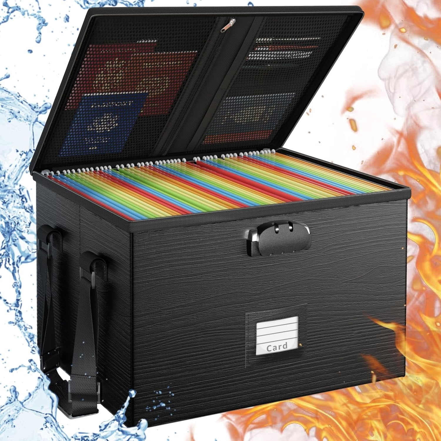 Fireproof Document Box File Organizer - Portable Locking Filing Storage ...