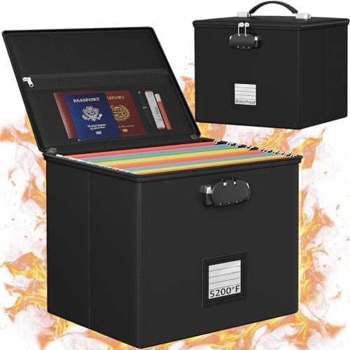 Fireproof Document Box File Organizer - Portable Waterproof Fire Safe ...