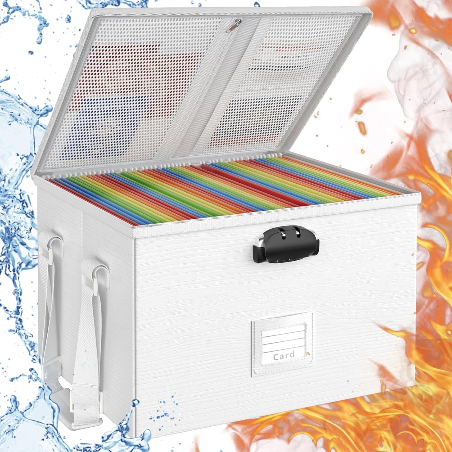Fireproof Document Box File Organizer - Waterproof Locking Filing ...