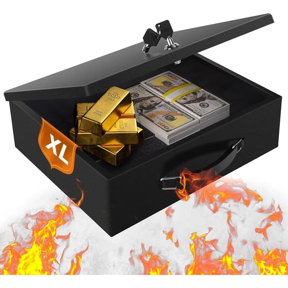 Fireproof Document Box, Fire Resistant Safe Box with Key Lock for ...
