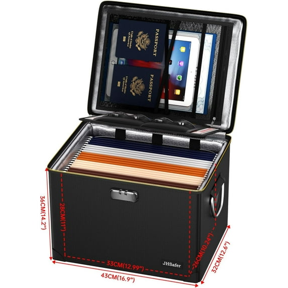 Fireproof Document Box with Fireproof Zipper,Hard Case Fireproof File ...