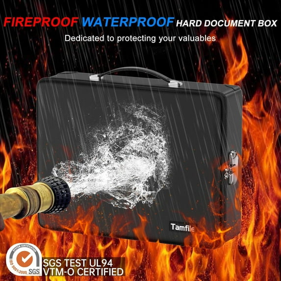Fireproof Document Box with Fireproof Zipper, Hard Fireproof Safe Case ...