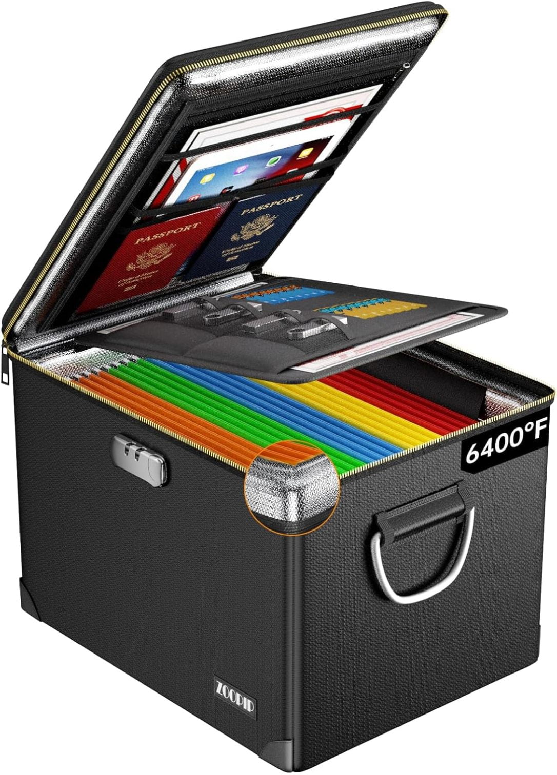Fireproof Document Box,Hard Case File Organizer with Fireproof Zipper ...