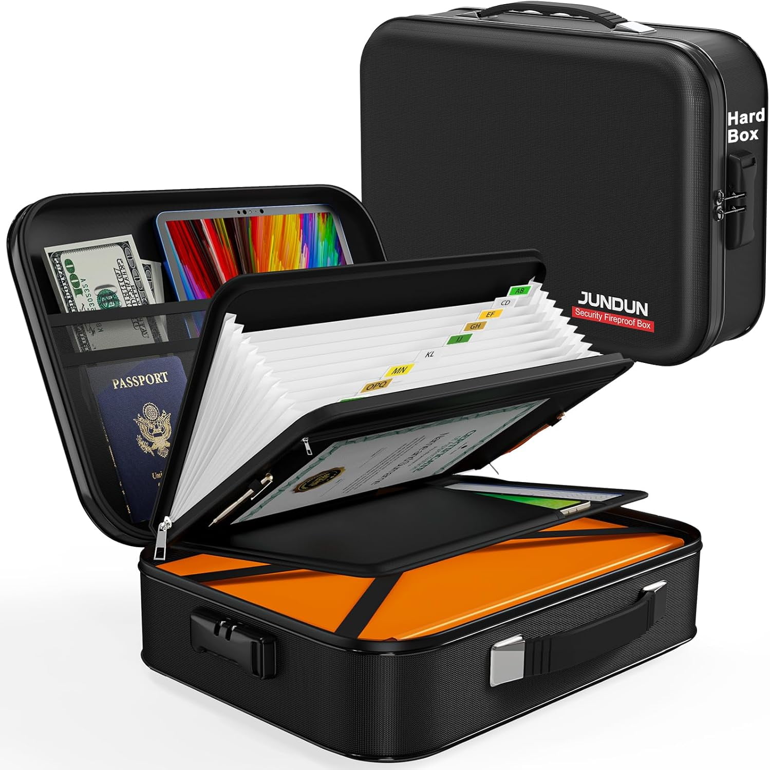 Fireproof Document Box, Hard Case Fireproof Document Organizer with ...