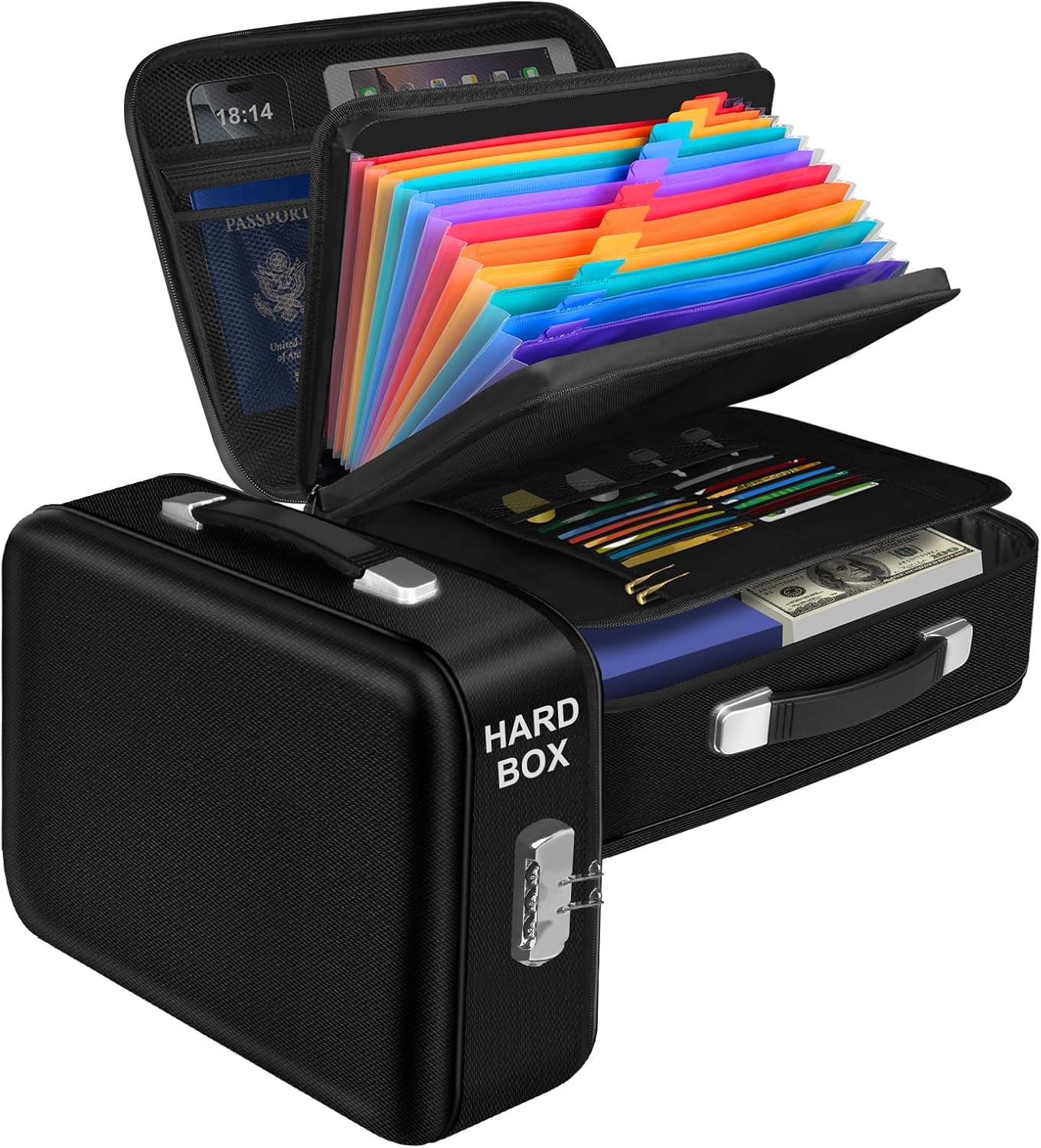 Fireproof Document Box, Hard Shell Fireproof Box, Document Organizer ...