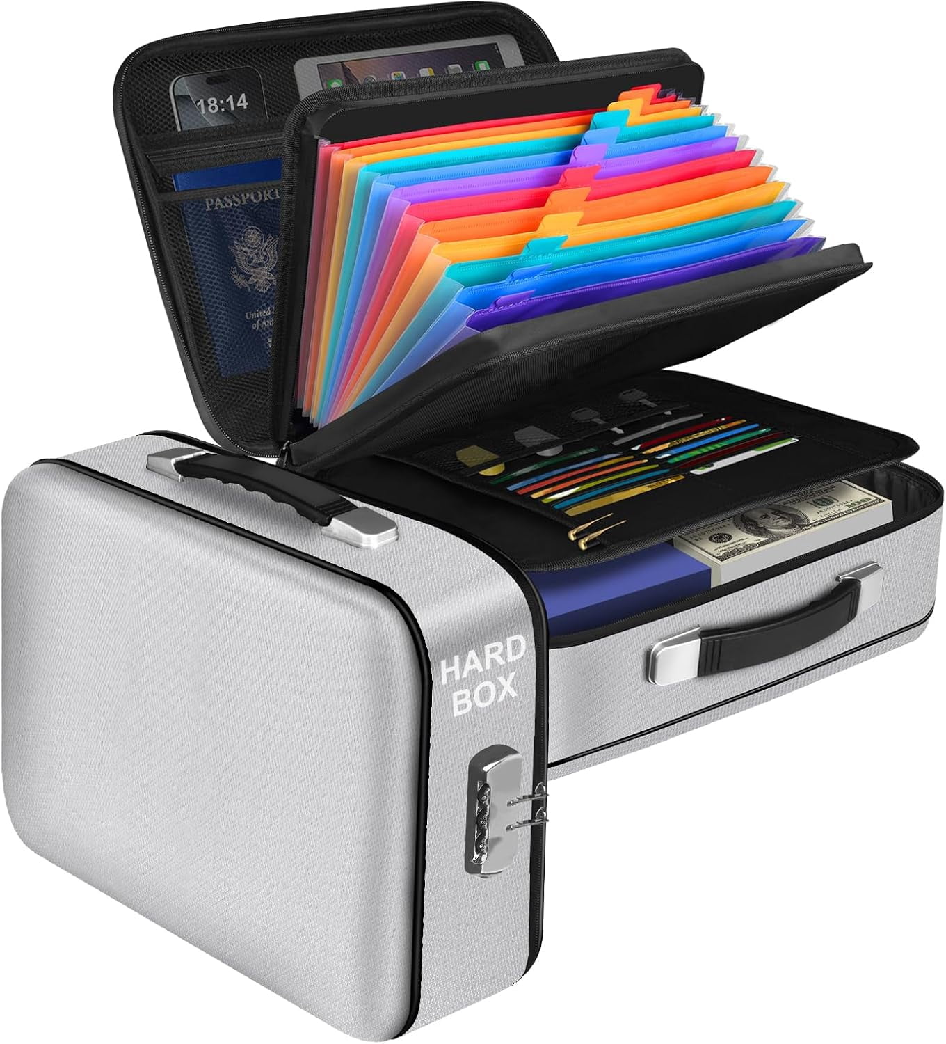 Fireproof Document Box, Hard Shell Fireproof Box, Document Organizer ...