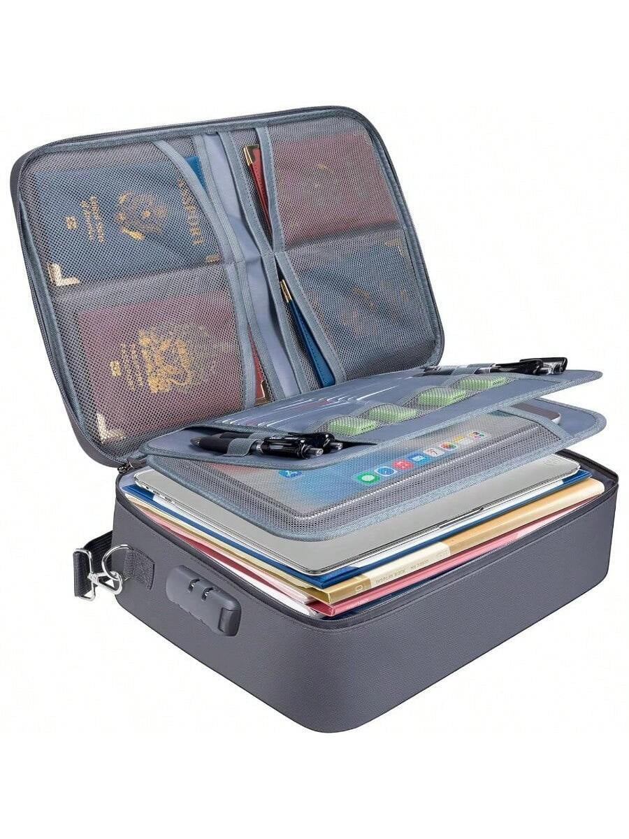 Fireproof Document Box With Lock, Portable Fireproof Document Bag ...