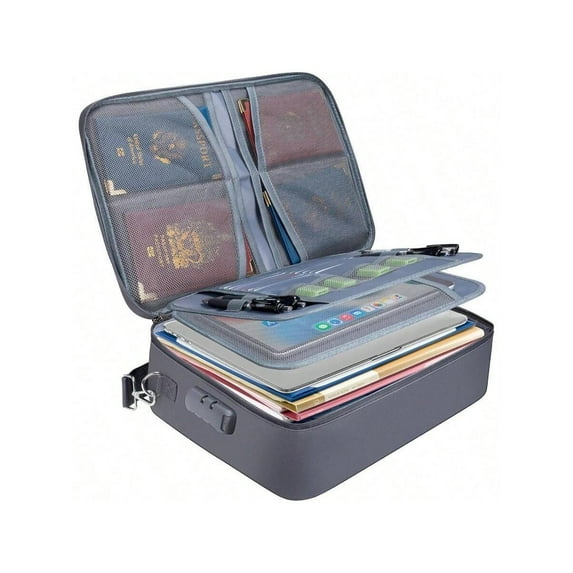 Fireproof Document Box With Lock, Portable Fireproof Document Bag ...