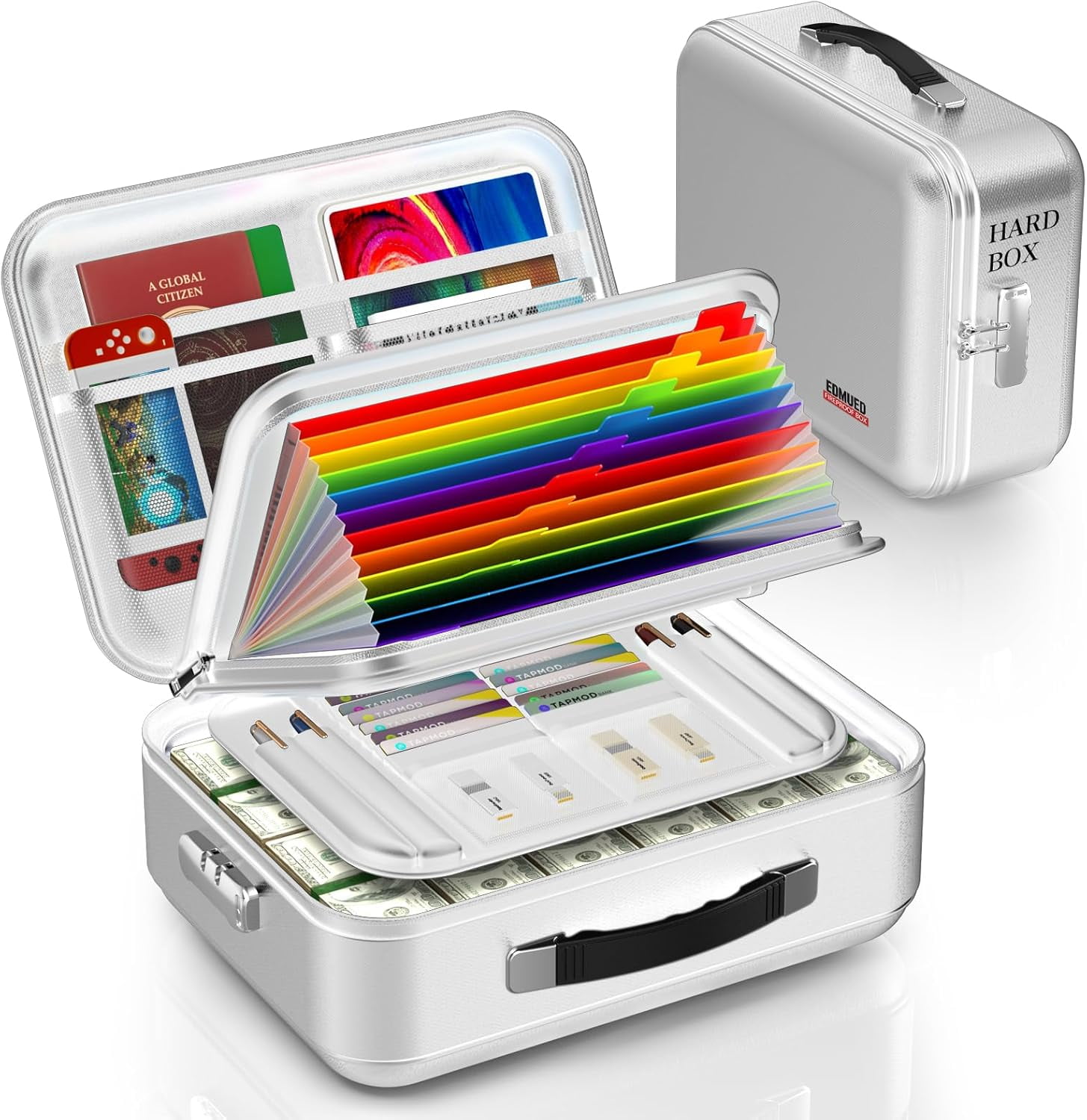 Fireproof Document Box with Lock, Waterproof File Safe Box for ...