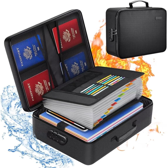 Fireproof Document Box with Lock,Waterproof Organizer Zipper,Heat ...