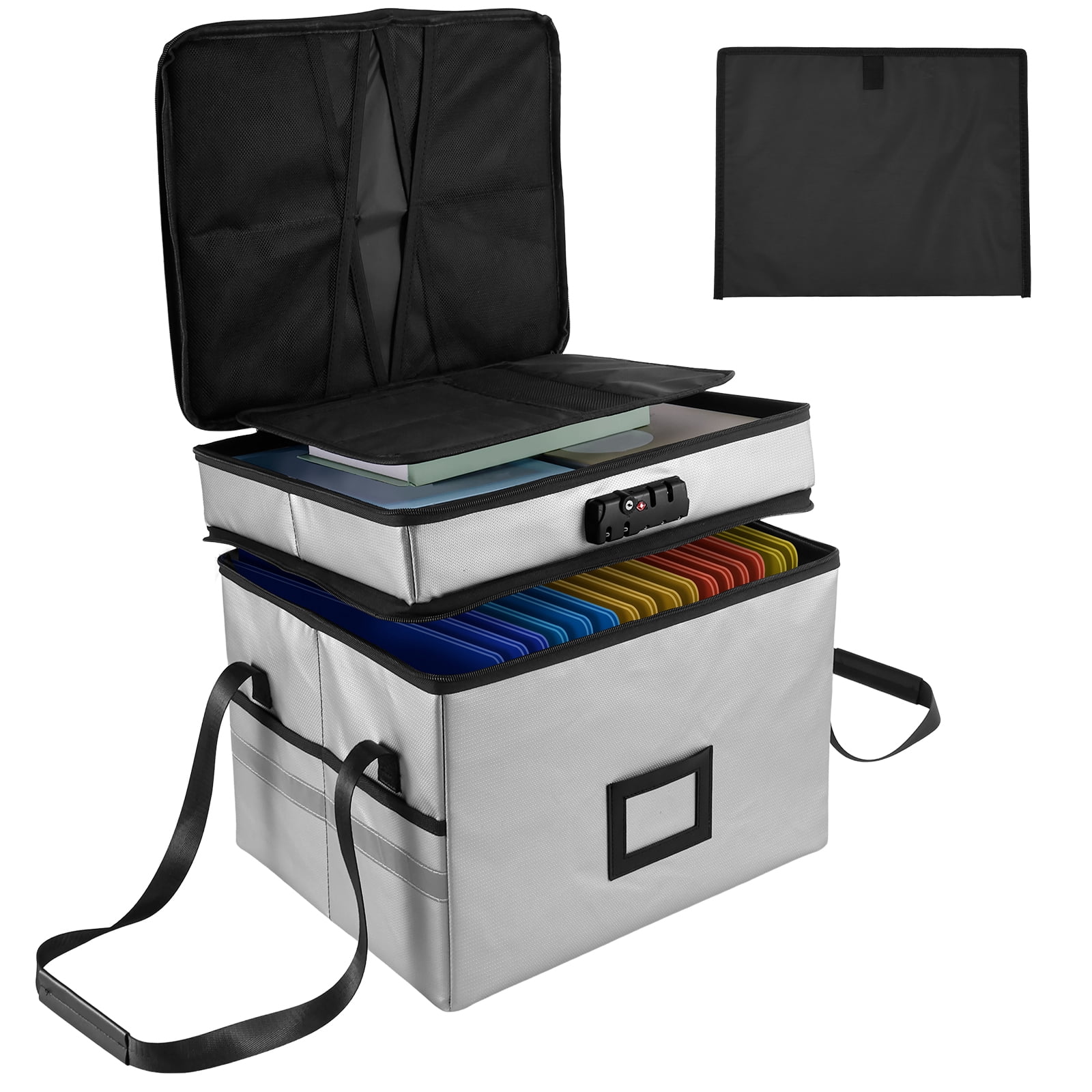 Fireproof Document Box with Combination Lock Foldable Dual Layer ...