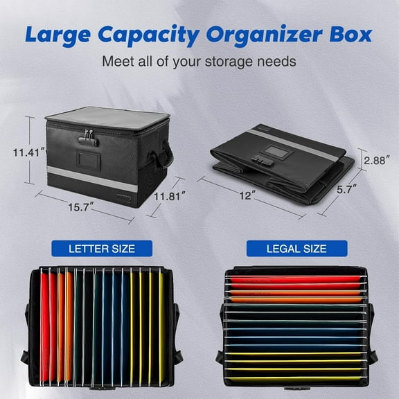 Fireproof Document Box with Lock, File Safe Box Anti-Static Collapsible ...
