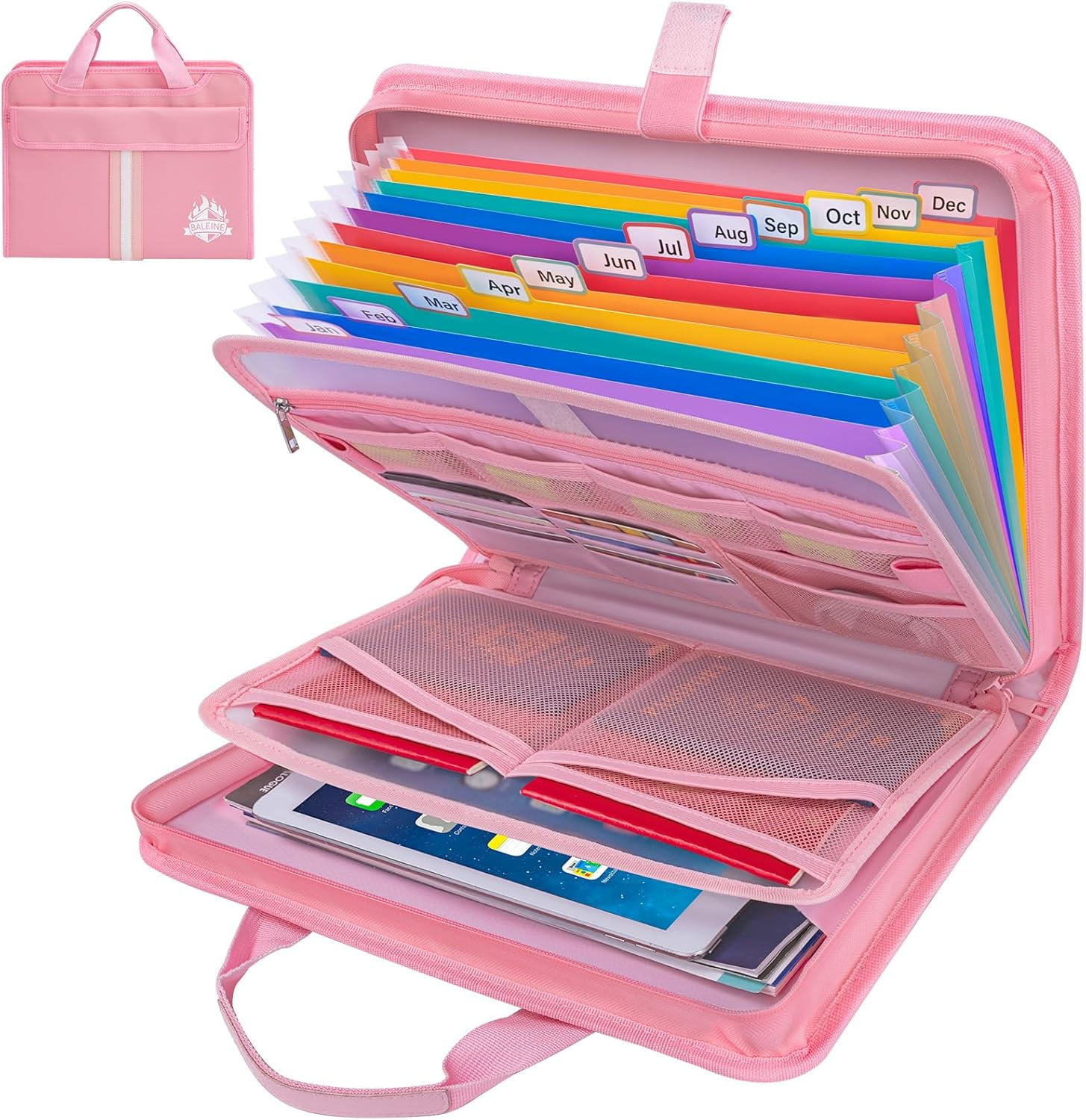 Fireproof Document Organizer with Handle, 12 Pockets PVC Accordion File ...