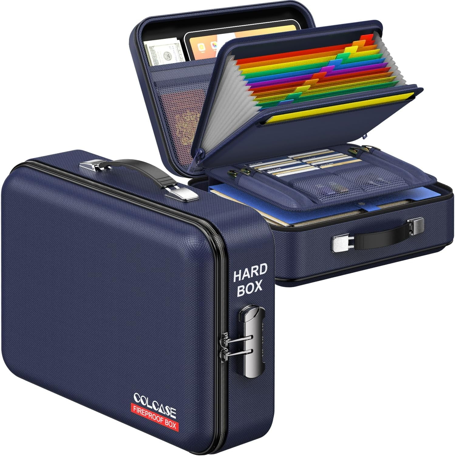 Fireproof File Box, Hard Case Fireproof Box with Lock Hard-Shell Design ...