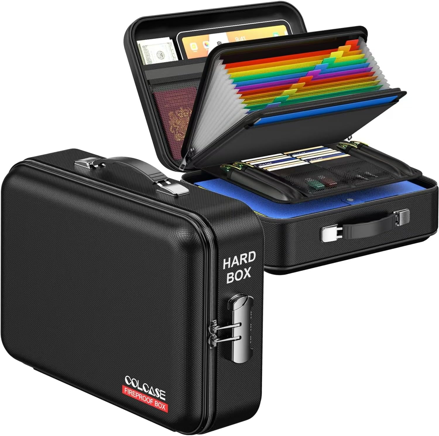 Fireproof File Box, Hard Shell Fireproof Document Organizer with Lock ...