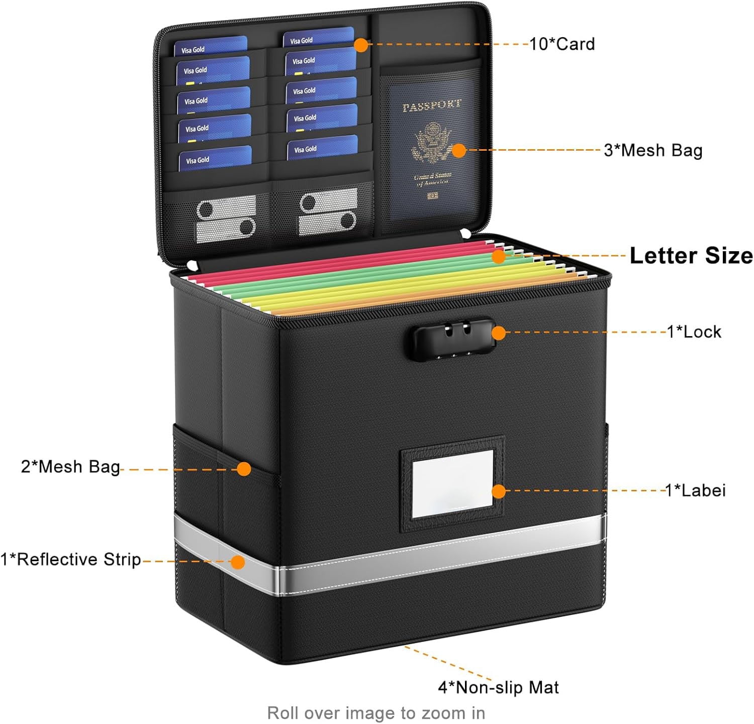 Fireproof File Box with Lock, Document Box Storage Organizer, Suitable ...