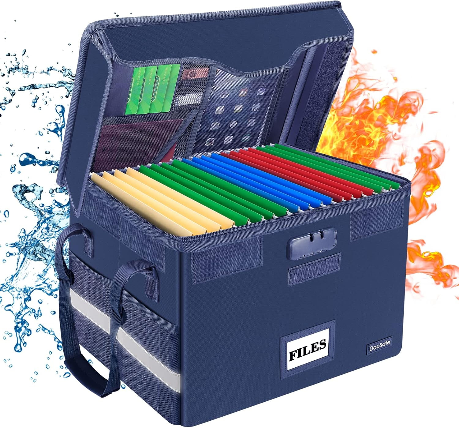 Fireproof File Box with Lock, Document Storage Organizer with Mesh ...