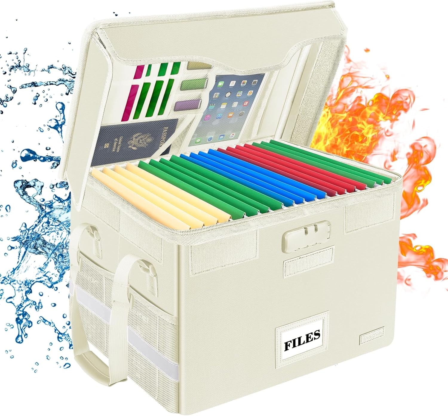 Fireproof File Box with Lock, Document Storage Organizer with Mesh ...