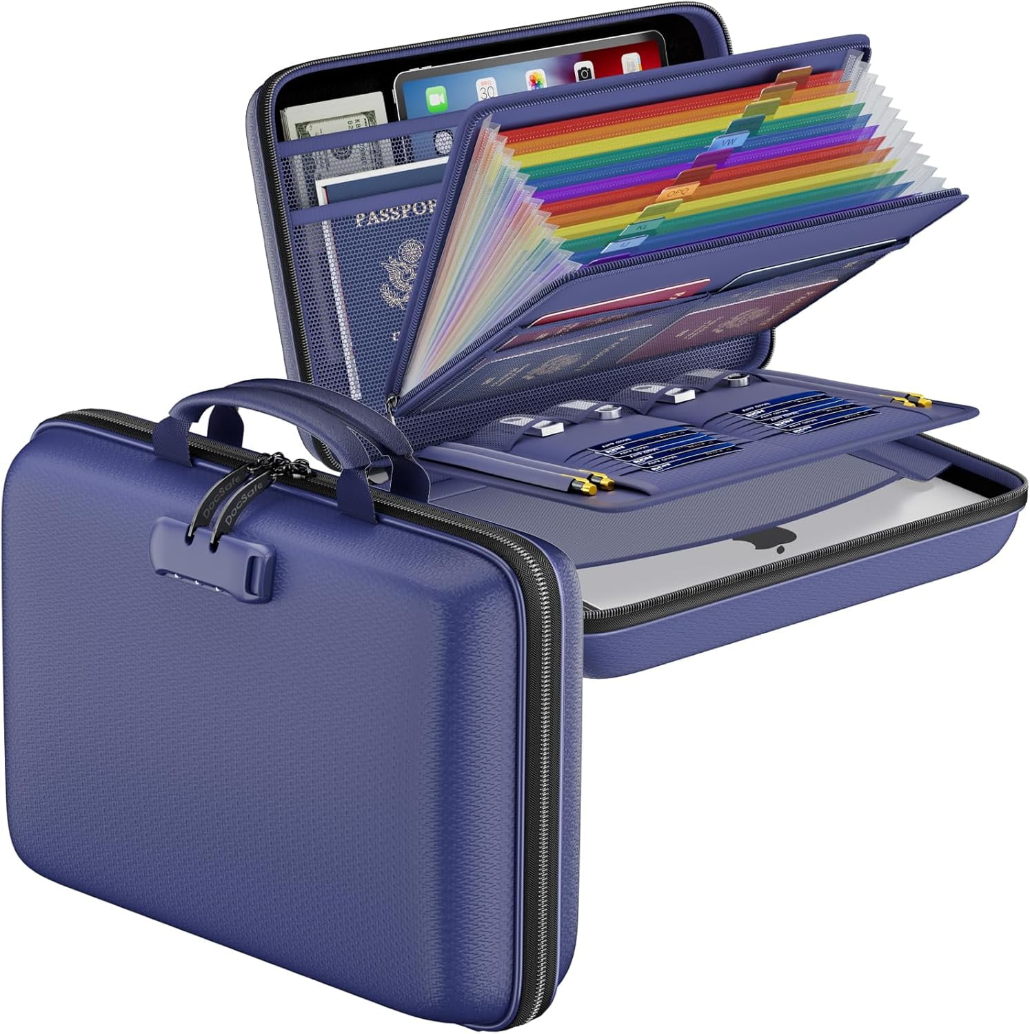 Fireproof File Organizer with Lock, Hard-Shell Case Fireproof Document ...