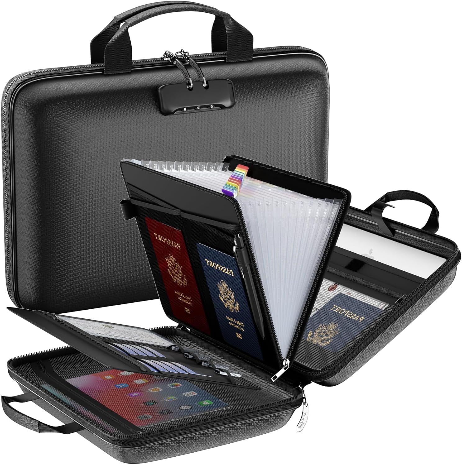 Fireproof File Organizer with Lock, Hard-Shell Case Fireproof Document ...