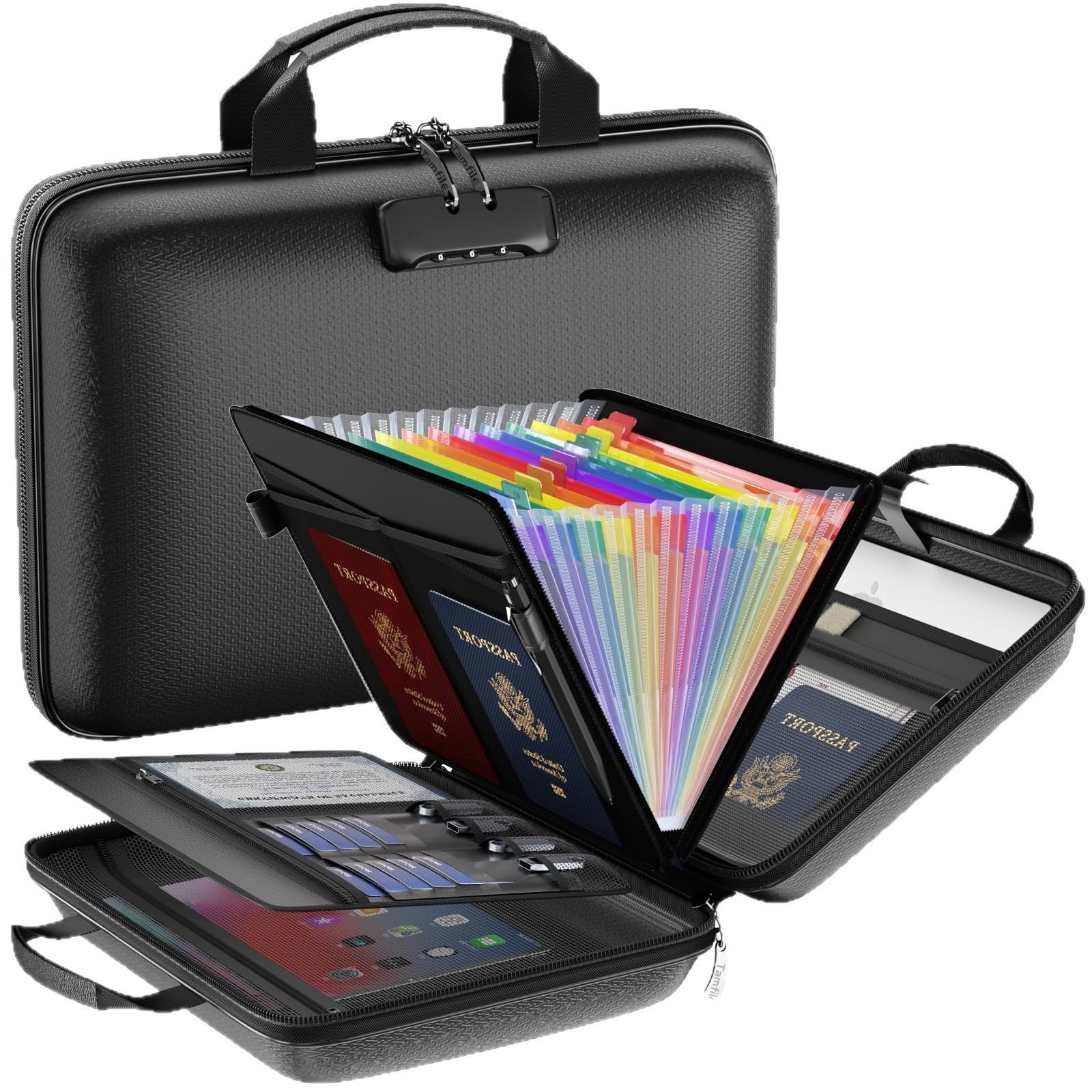 Fireproof File Organizer with Lock, Hard-Shell Case Fireproof Document ...