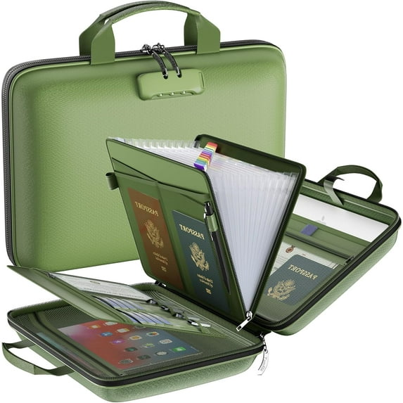 Fireproof File Organizer with Lock, Hard-Shell Case Document Box 13 ...