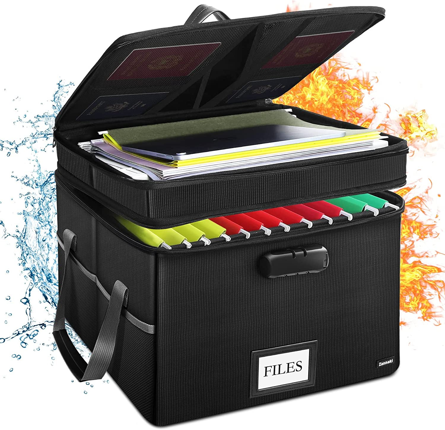 IPOW Fireproof & Waterproof Security Lockbox for Personal Documents ...