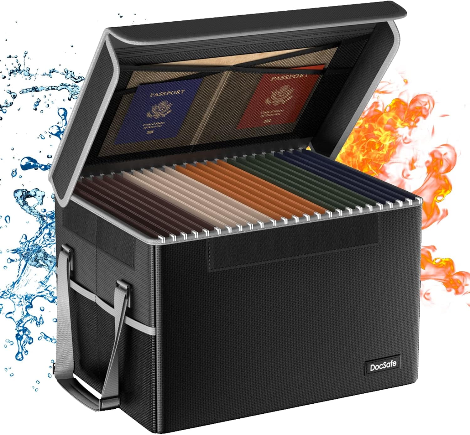 Fireproof File Storage Organizer Box with Lid, Collapsible Document ...