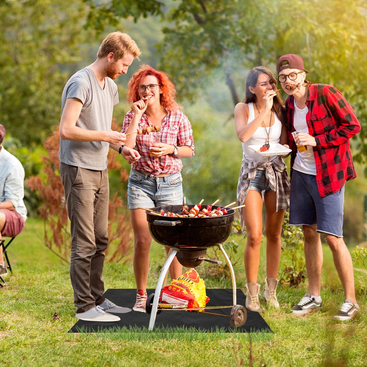 Fireproof Grill Pad Foldable Fire Pit Mat Heat Resistant Square ...