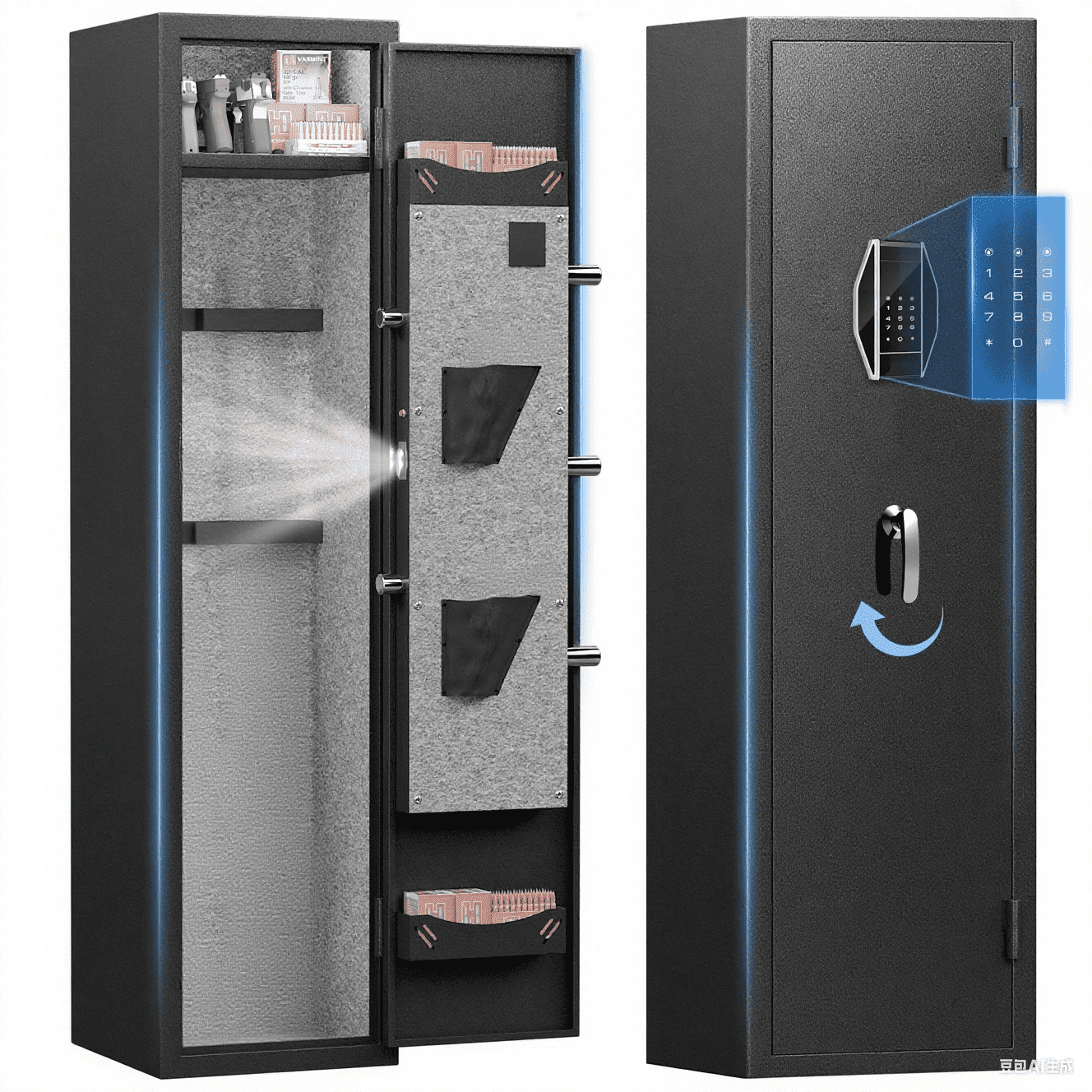 Fireproof Gun Safe, 5-8 Gun Safe for Home Pistols, 57" Heavy Duty Large ...