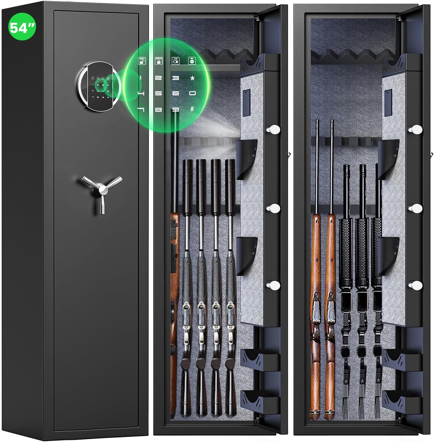 Fireproof Gun Safe, Quick Access Password Long Gun Safe, 5-7 Gun Safes ...